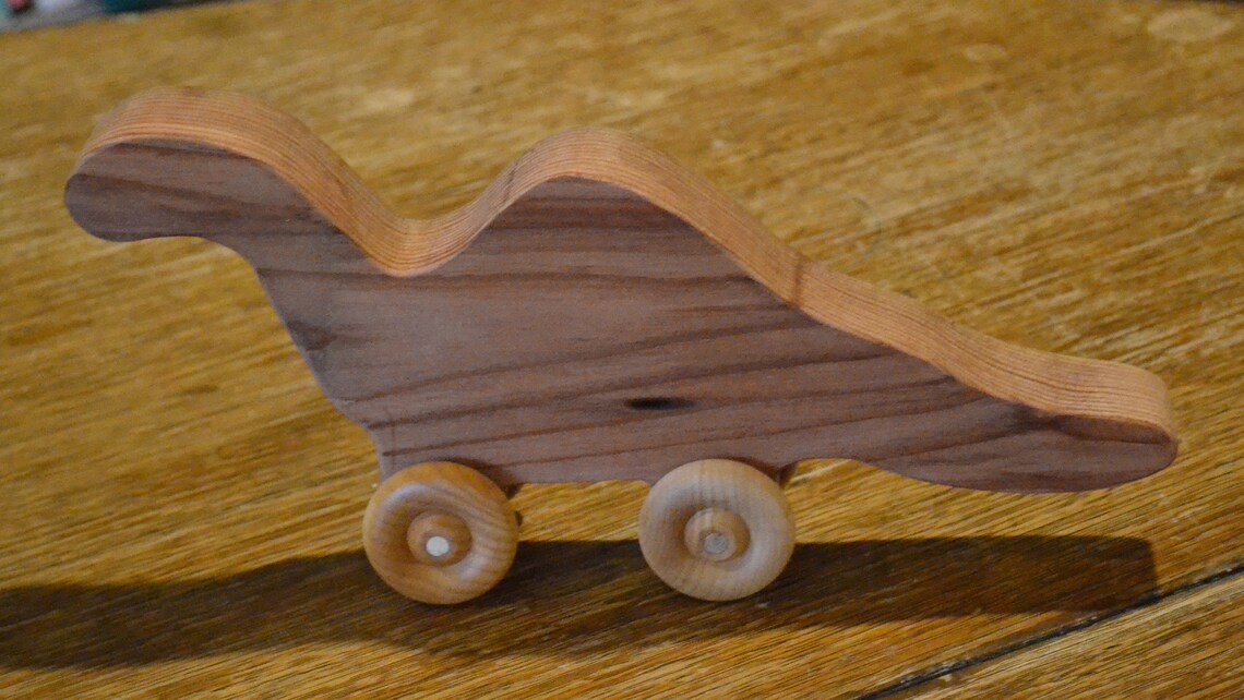 Apatosaurus Brontosaurus Redwood Push Toy Handmade | Etsy