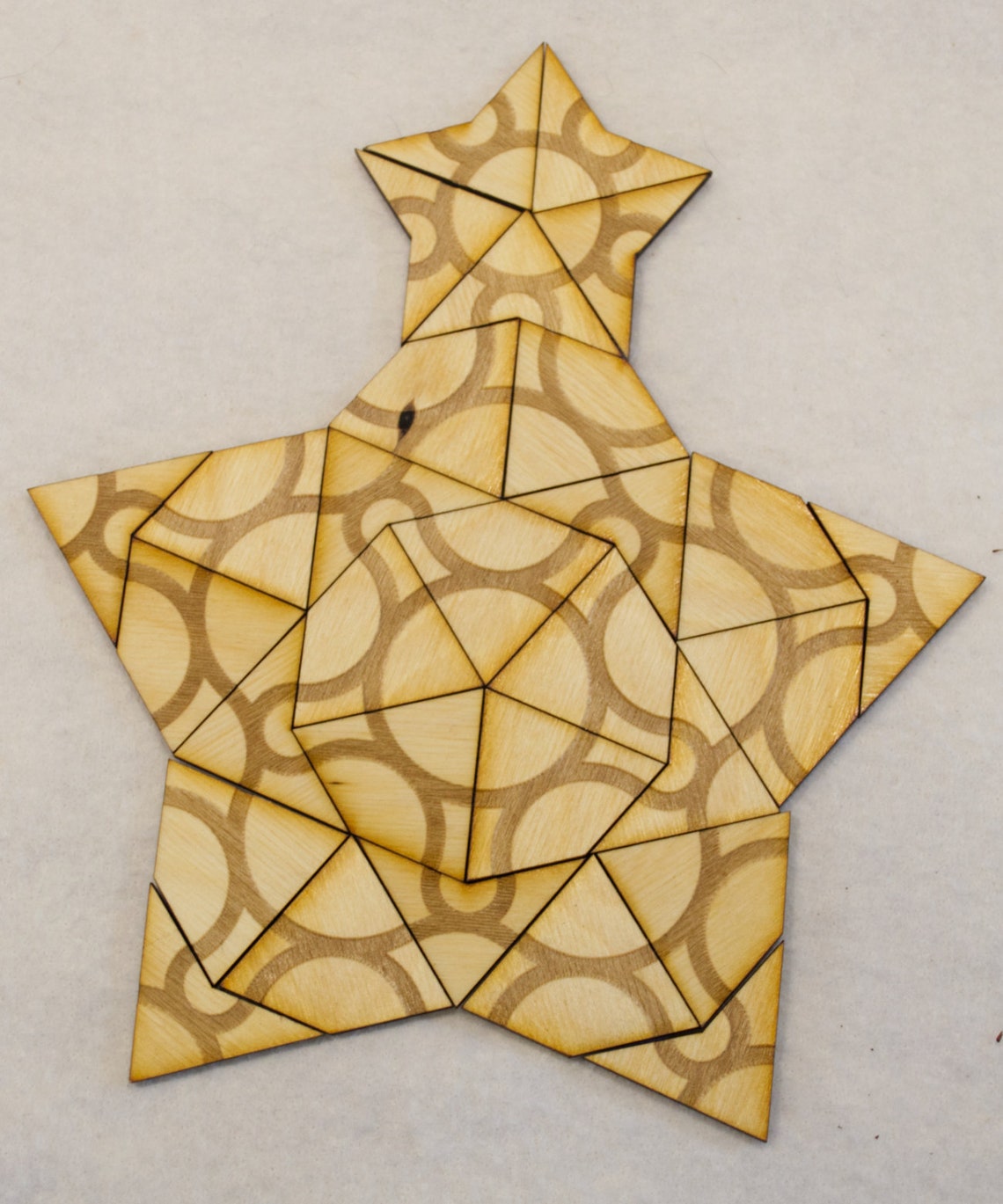 Engraved Penrose P2 River, 55 Kites & 34 Darts, Mathematical Puzzle ...