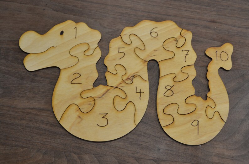 Dragon Counting Puzzle With Storage Bag Baltic Toy Grade 1/8" Plywood ...