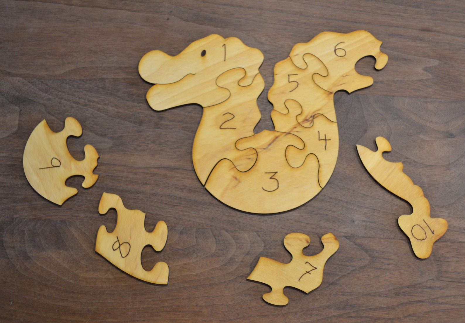 Dragon Counting Puzzle With Storage Bag Baltic Toy Grade 1/8" Plywood ...