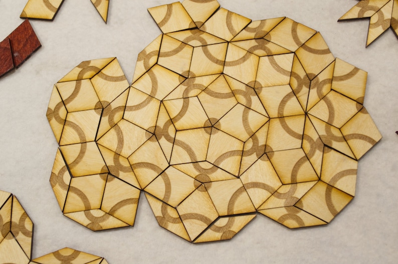 Engraved Penrose P3 Tiles Mathematical Puzzle Pentagon Tile - Etsy