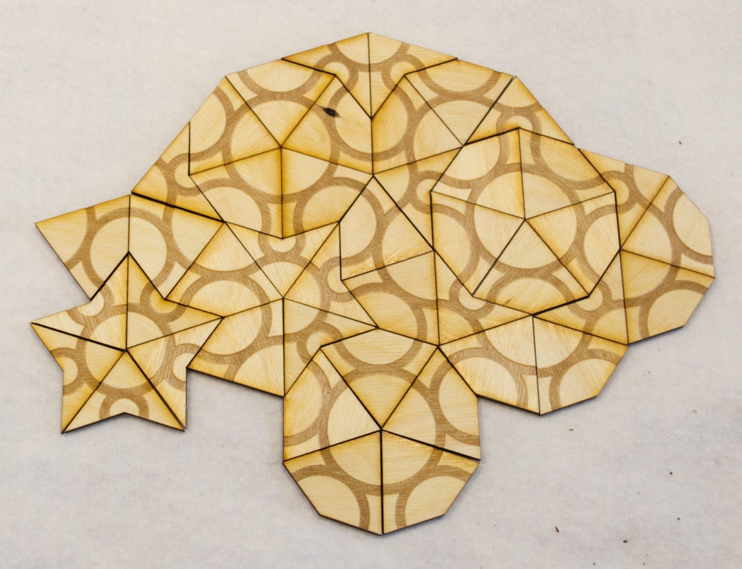 Engraved Penrose P2 River, 55 Kites & 34 Darts, Mathematical Puzzle ...
