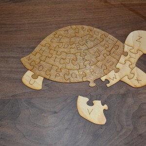 Turtle Alphabet Puzzle With Bag for Storage Handmade Educational Wood ...