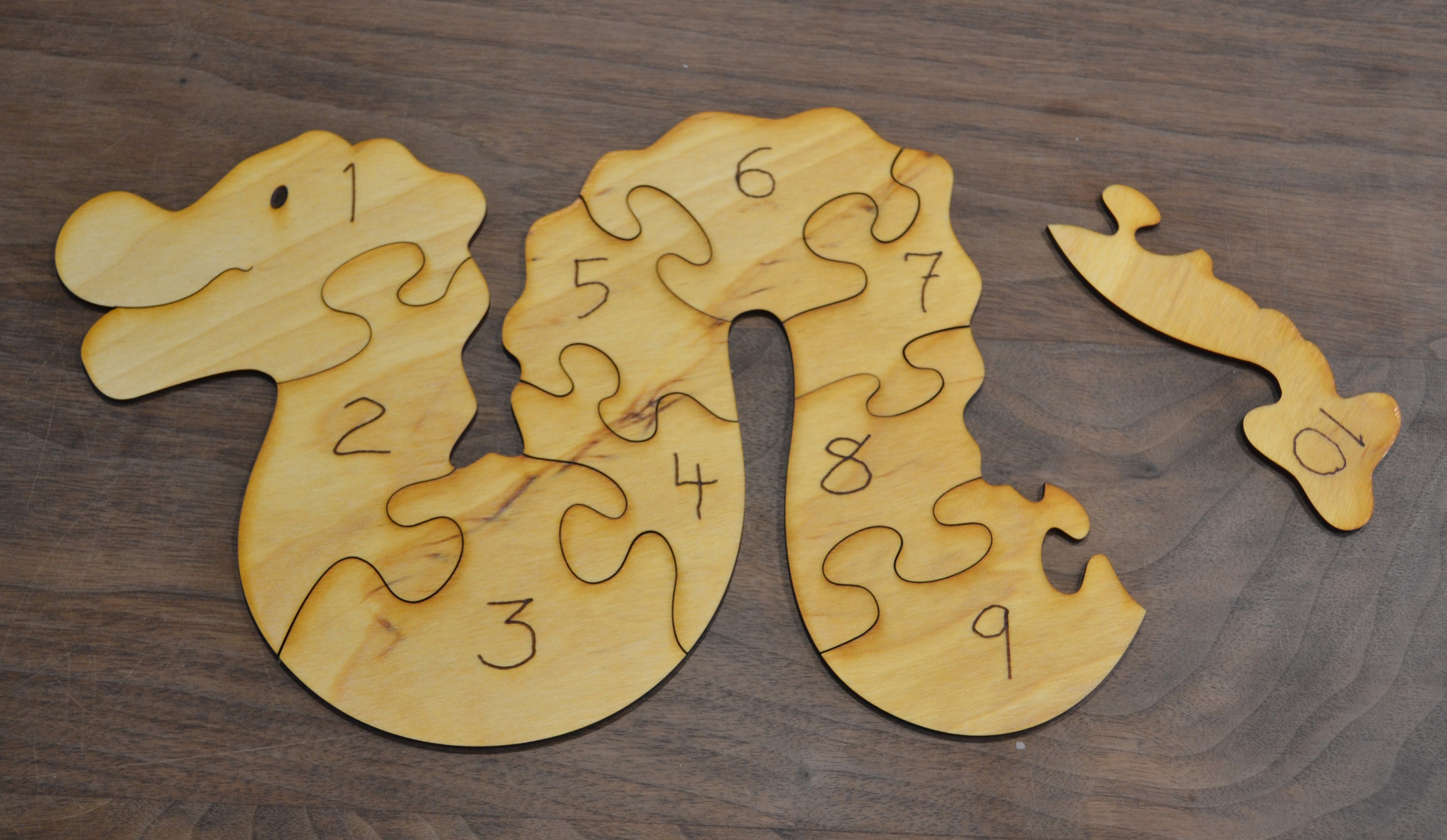Dragon Counting Puzzle With Storage Bag Baltic Toy Grade 1/8" Plywood ...