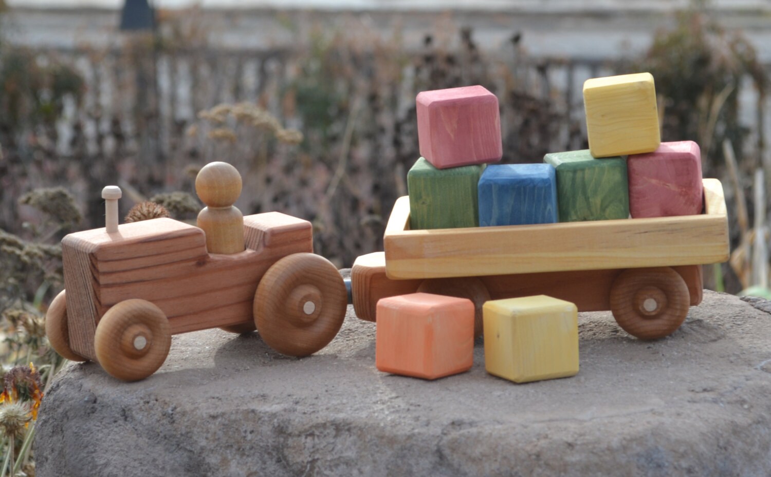 Tractor Hauling Blocks Heirloom Farm Equipment Redwood - Etsy