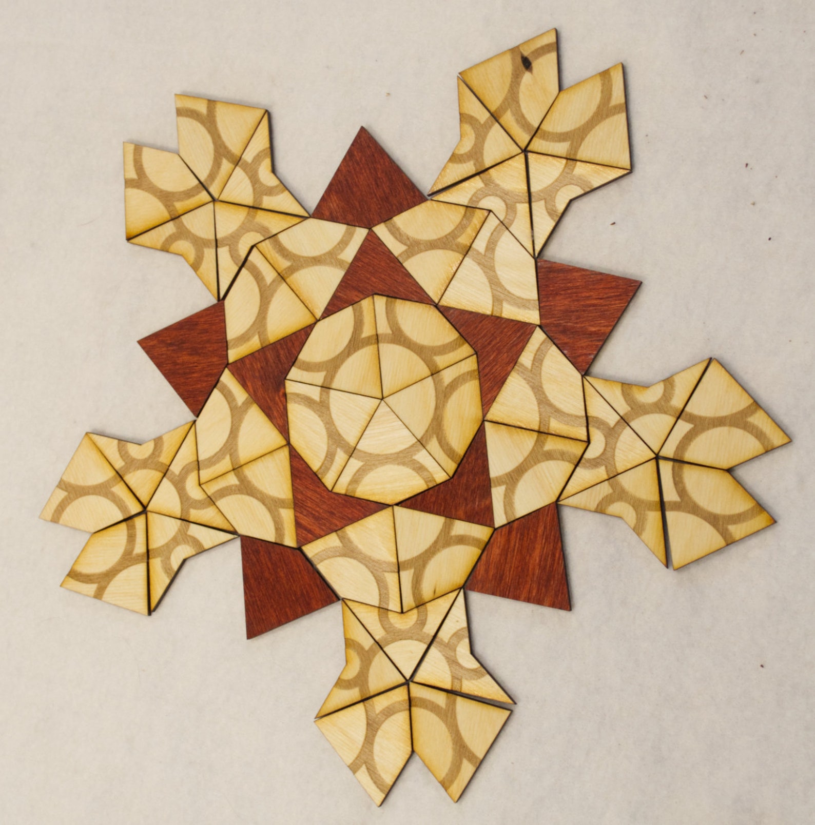 Engraved Penrose P2 River, 55 Kites & 34 Darts, Mathematical Puzzle ...