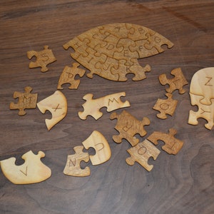 Turtle Alphabet Puzzle With Bag for Storage Handmade Educational Wood ...