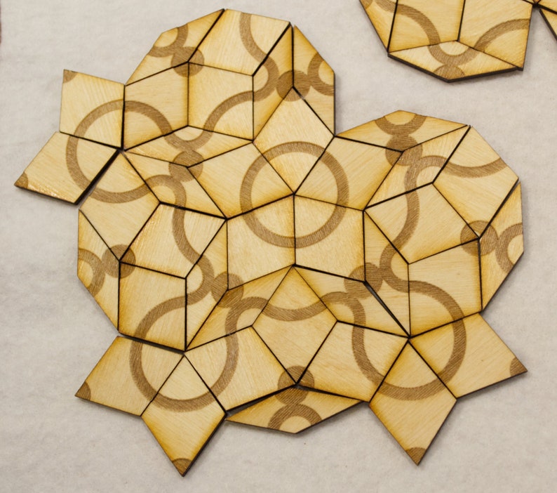 Engraved Penrose P3 Tiles Mathematical Puzzle Pentagon Tile - Etsy