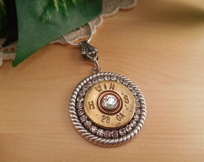 Shotgun Shell Jewelry 28 Gauge Winchester Rhinestone Necklace - Etsy