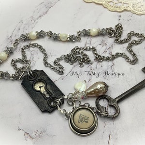 Upcycled Necklace Repurposed Key Hole Plate Silverware Skeleton Key ...