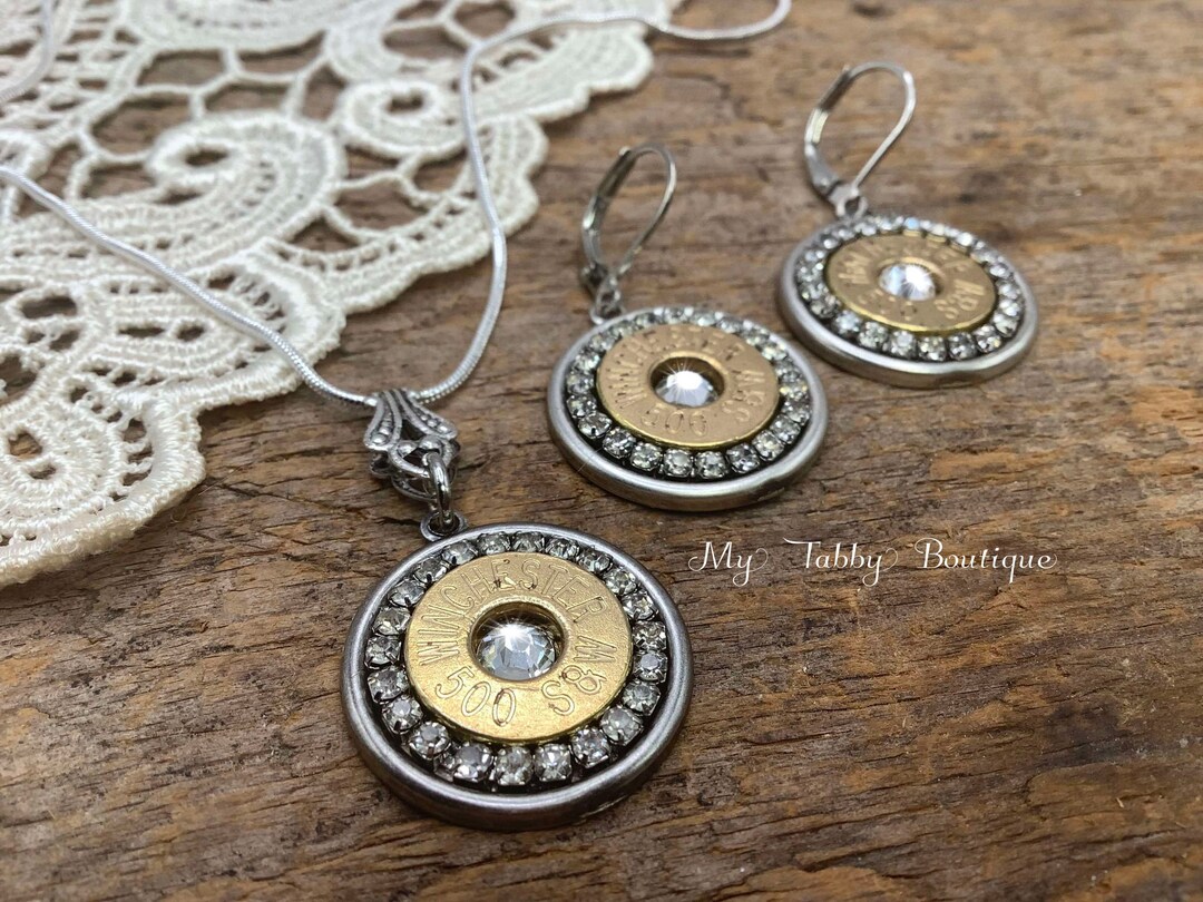 Bullet Jewelry SET RARE 500 Magnum Winchester Rhinestone Crystal ...
