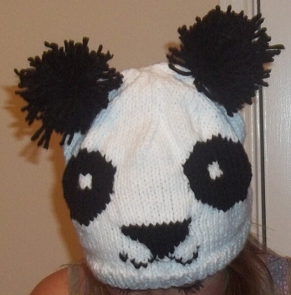Items similar to Custom Panda Bear Knit Winter Hat - By Lizzie on Etsy