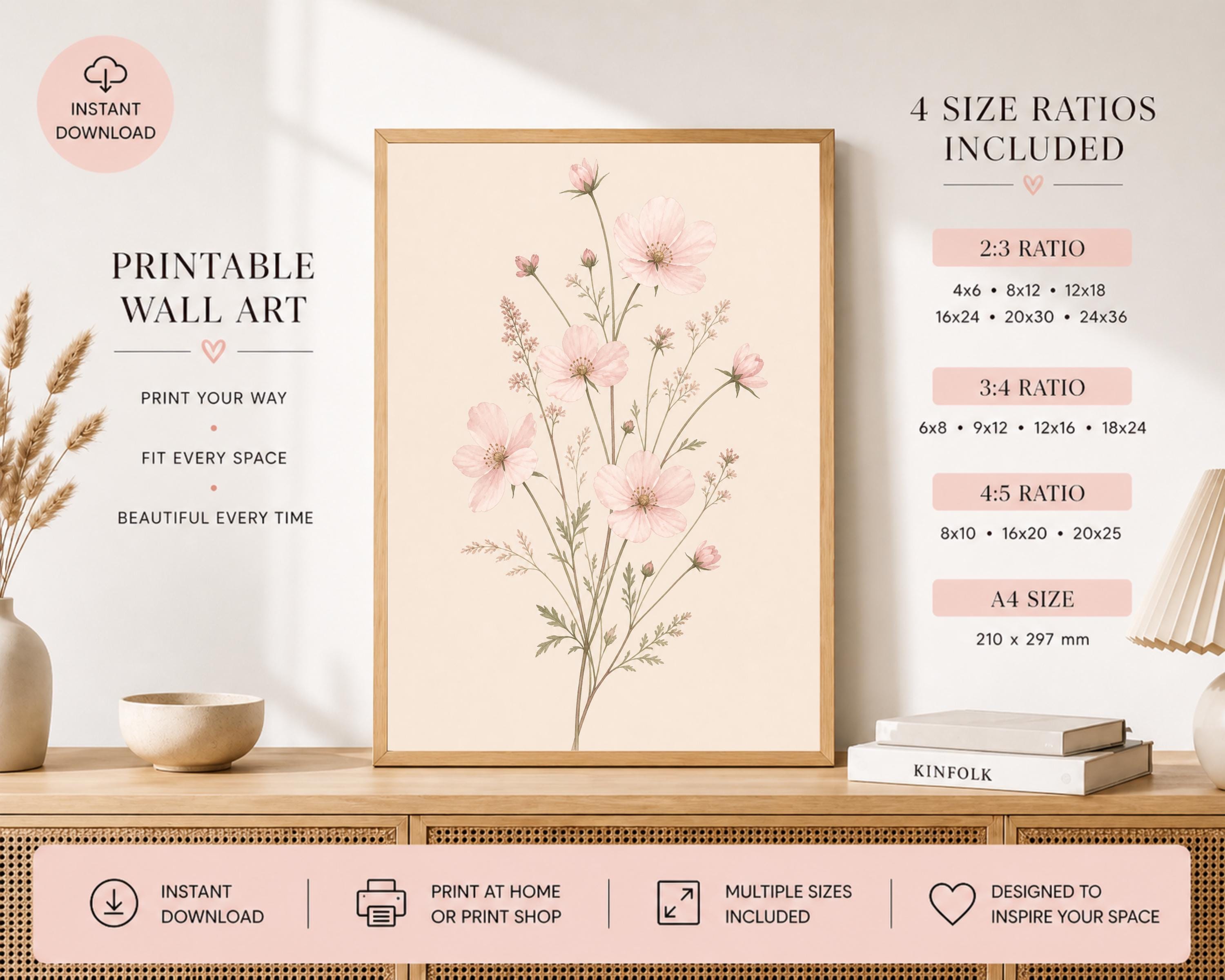 Wildflower Printable Wall Art, Botanical Flower Poster, Minimal Floral ...