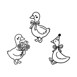 Cute Duck Svg Bundle, Baby Goose Cut File, Spring Floral Duck Png ...