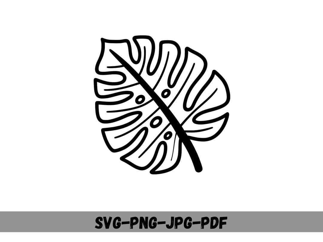 Monstera Leaf SVG PNG, Monstera Line Art for Cricut, Swiss Cheese Plant ...