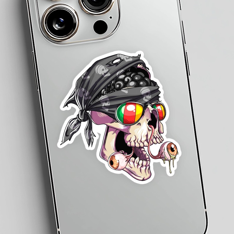 Adventure Skull Collectible Sticker (2 Sizes), Punk Skull Vinyl Sticker ...