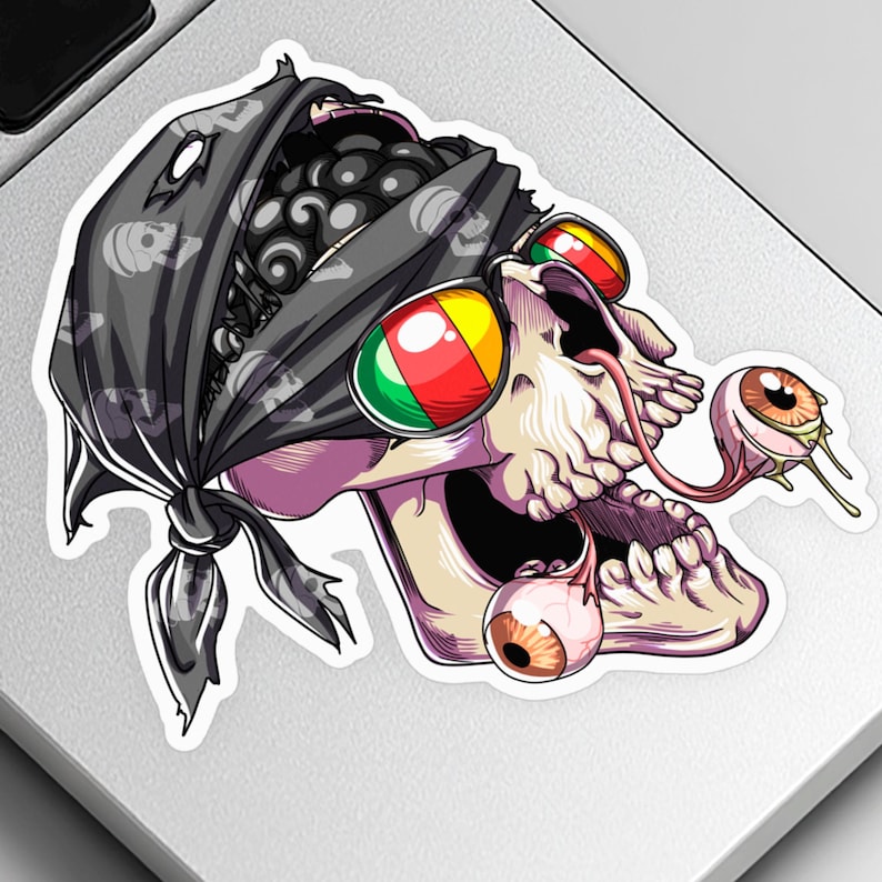 Adventure Skull Collectible Sticker (2 Sizes), Punk Skull Vinyl Sticker ...