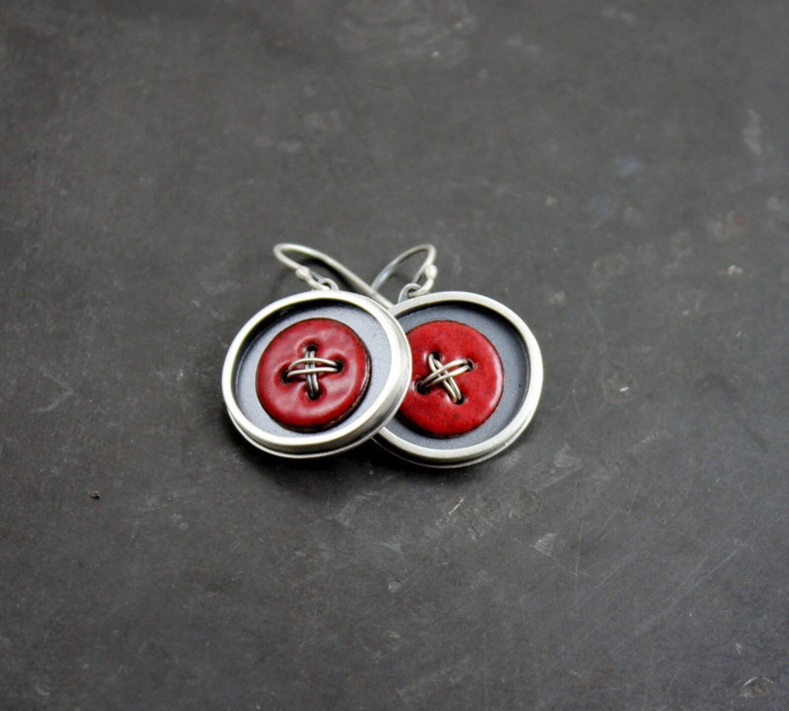 Betty Sterling Silver & Enamel Button Earrings - Etsy