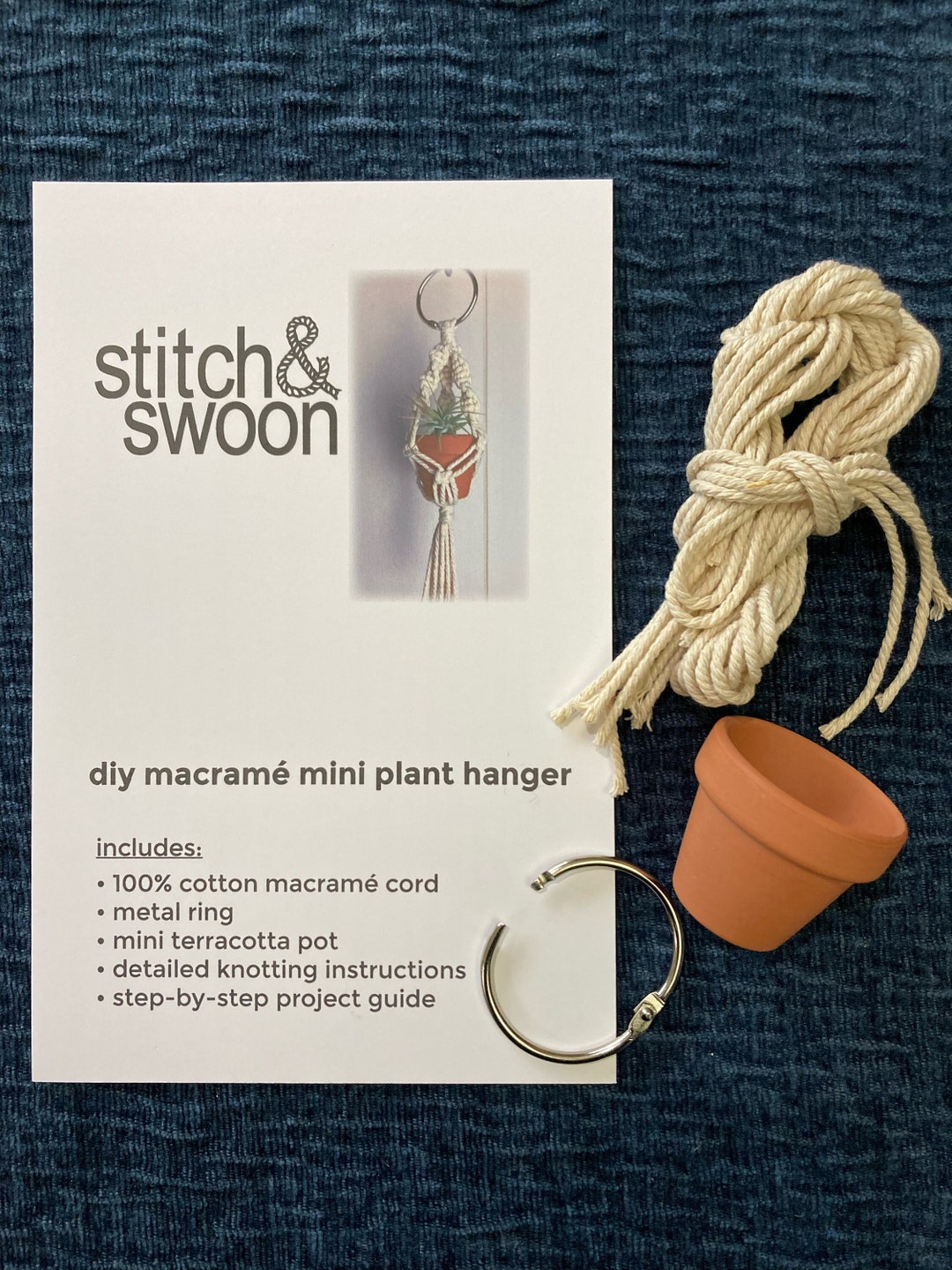DIY Macrame Mini Plant Hanger Kit for Car, Macrame Kit, Easy Craft ...