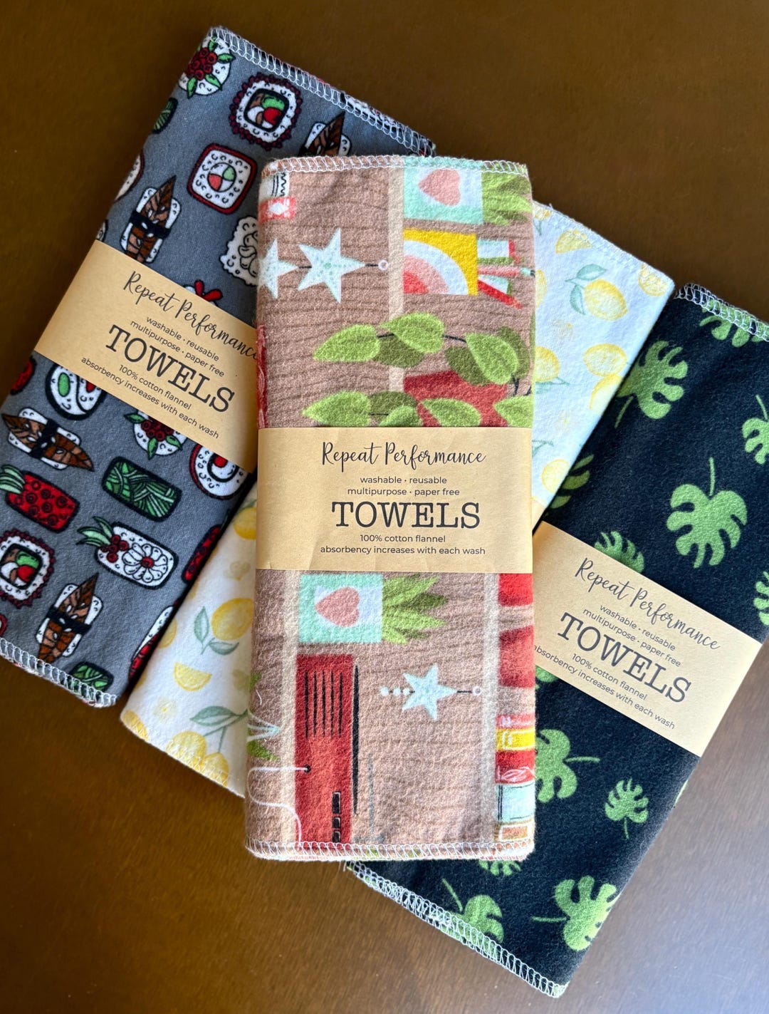 Repeat Performance Reusable Paperless Towels, 100% Cotton Flannel Paper ...