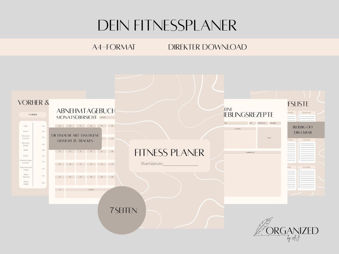 Printable Fitness Planner PDF | Workout Planner A4 | Training Plan ...