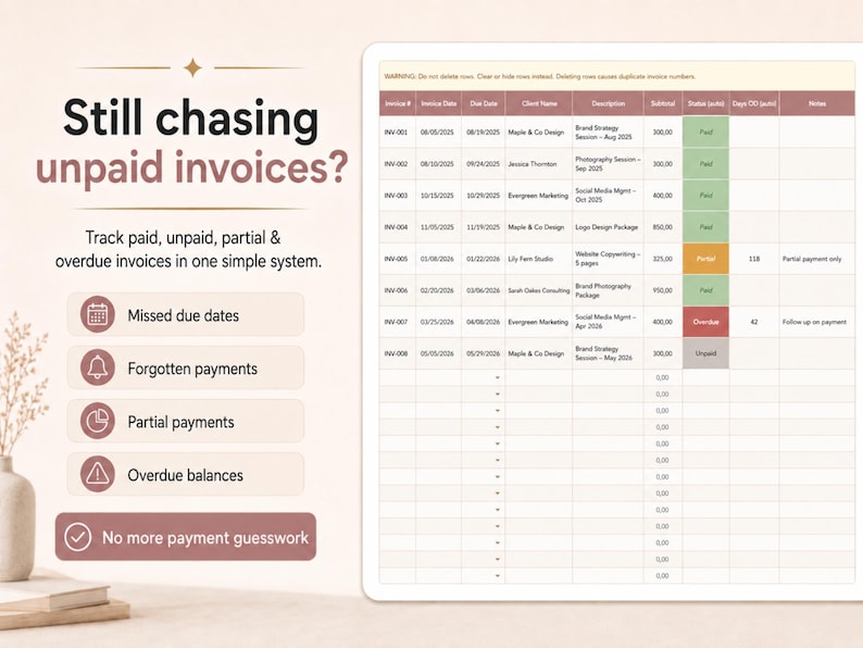 Invoice Tracker, Invoice Generator Google Sheets Excel | Small Business ...