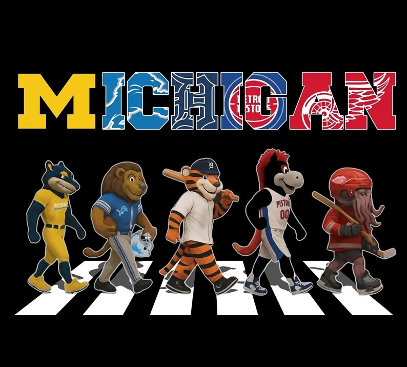 Retro Michigan Sports Mascot Parade PNG | Baseball, Football, Hockey ...