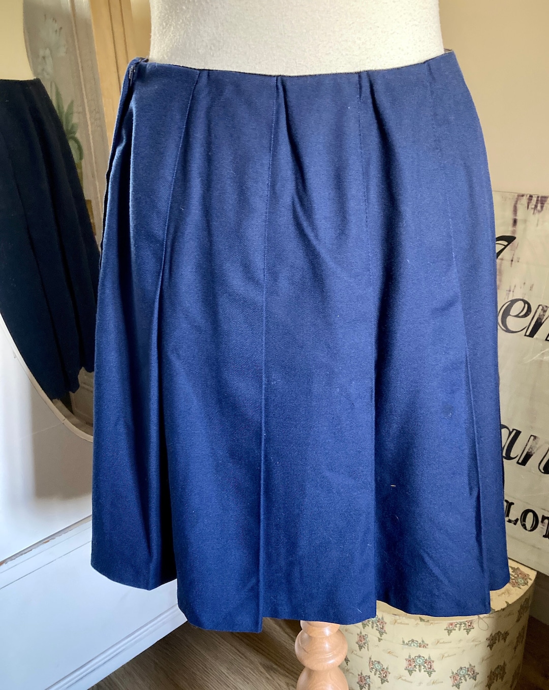 Vintage Retro 80s Navy Pleated Short Gymslip Style Skirt Size 12/14 ...