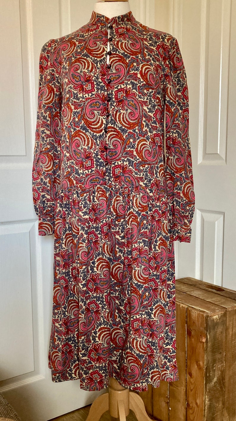 Vintage Retro Laura Ashley Style 70s 80s Drop Waisted Paisley - Etsy