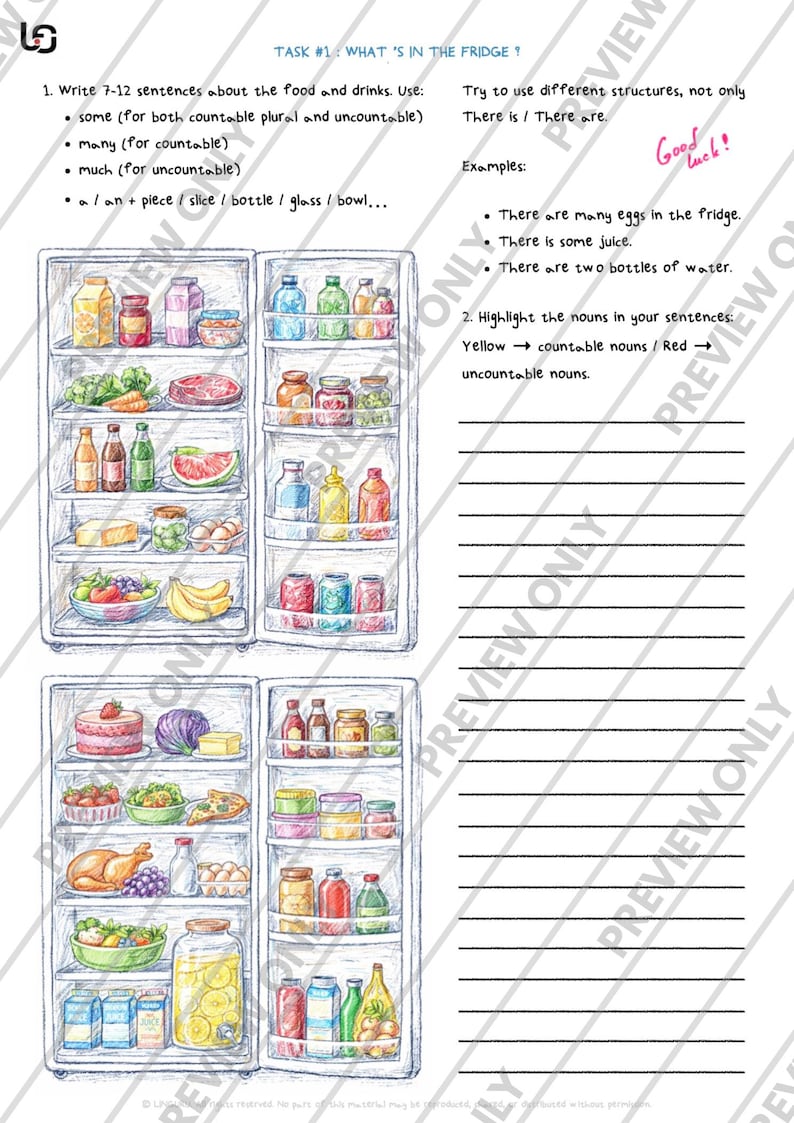 Countable & Uncountable Nouns Worksheets (some / Any / Much / Many ...