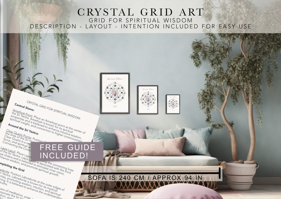 SPIRITUAL WISDOM Crystal Grids Art Print Book of Shadows, Boho Crystal ...