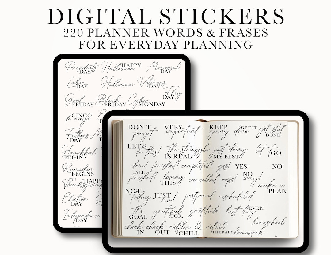 Planner Stickers Words & Frases, Digital Goodnotes Stickers, Noteful ...