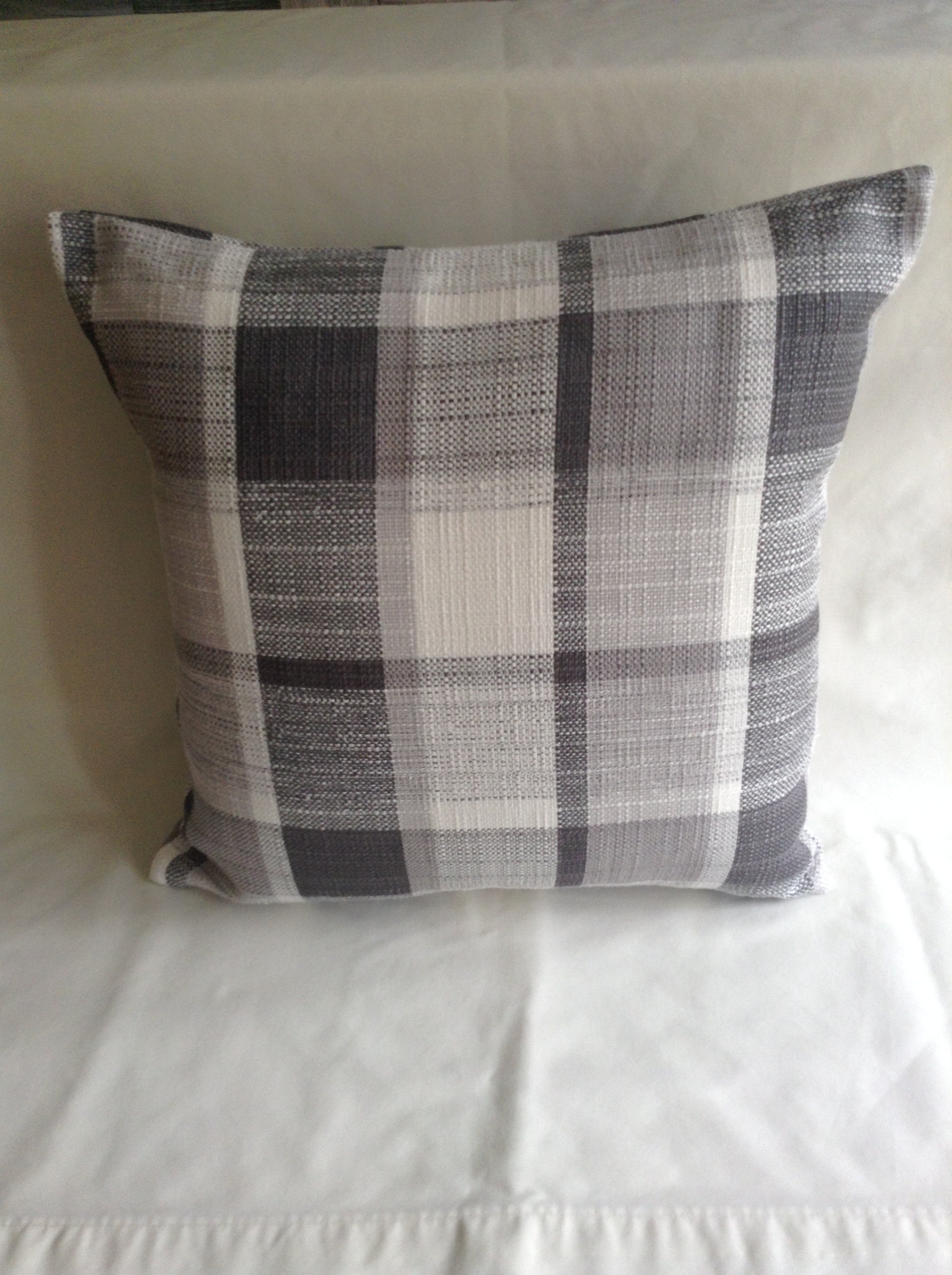 Modern grey light grey white check 16 cushion cover | Etsy