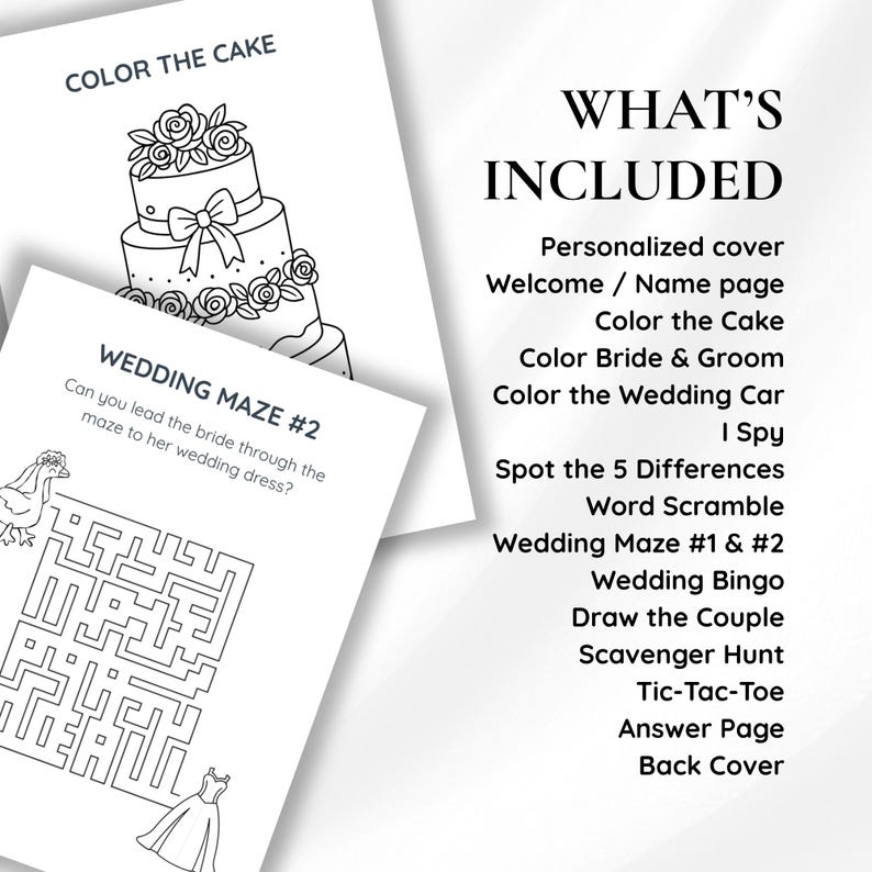Wedding Activity Book for Kids | Personalized Custom Name | Bilingual ...