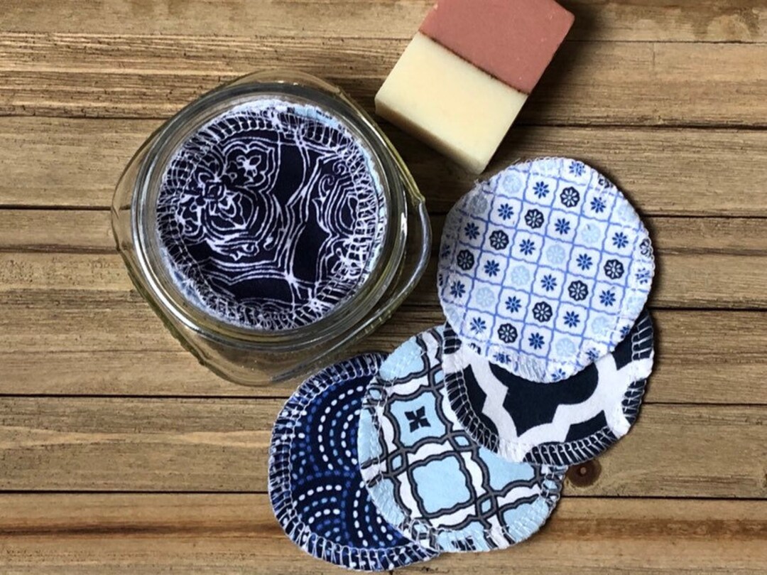 Reusable Facial Rounds, BLUE Mix Cosmetic Rounds, Makeup Remover Pads ...