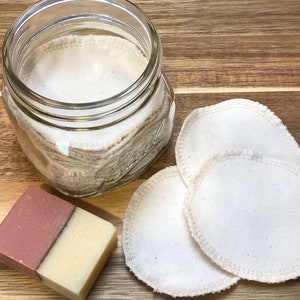LARGE Organic Reusable Facial Rounds, 10, 20, or 30 Organic Cosmetic ...