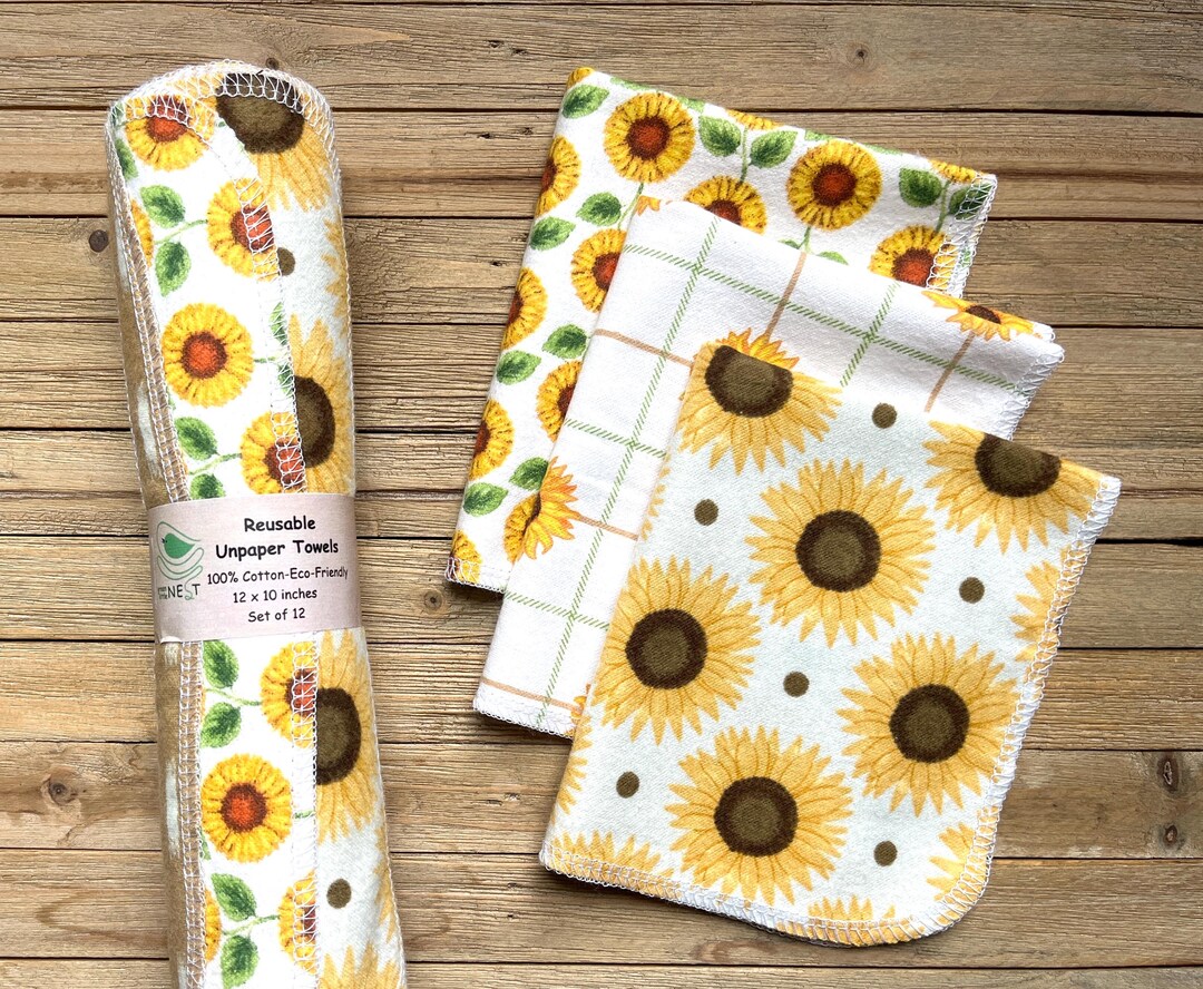 Reusable Non-paper Towels, Paper Towel Replacements, Sunflower Prints ...