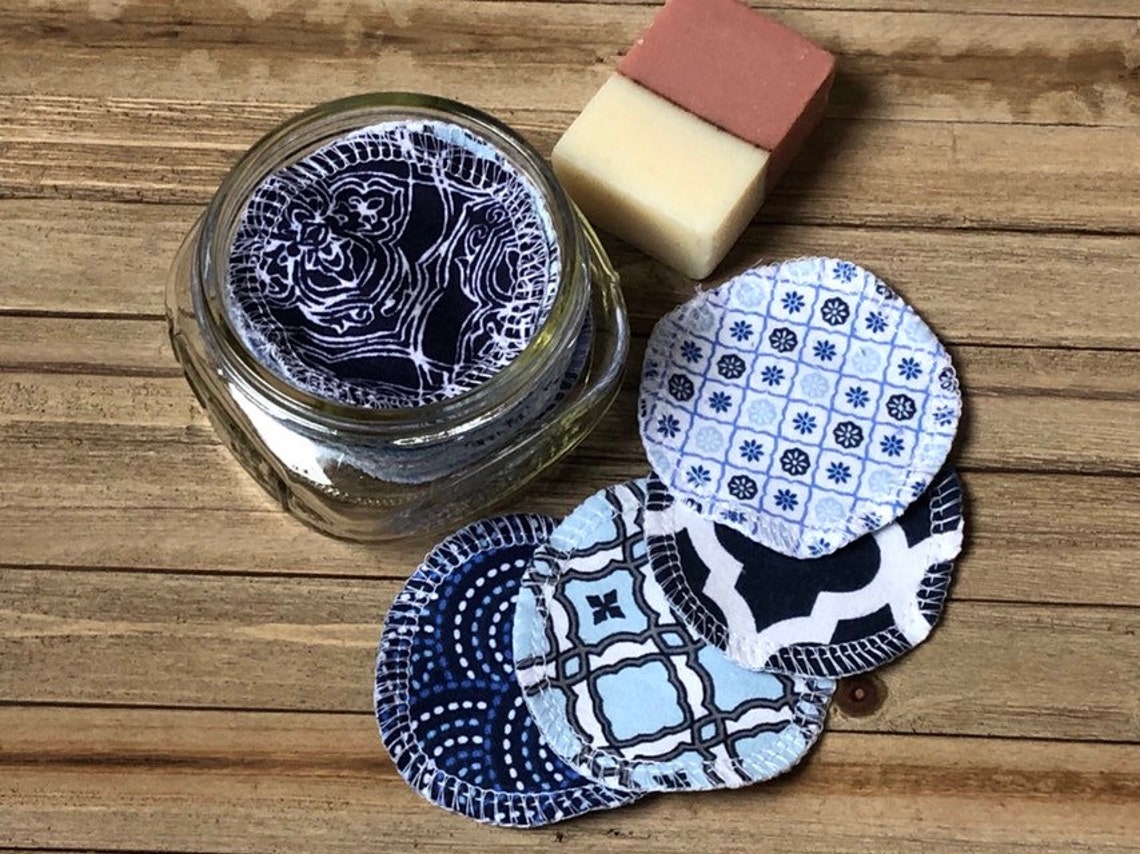 Reusable Facial Rounds 40 50 or 60 BLUE Mix Cosmetic Rounds | Etsy