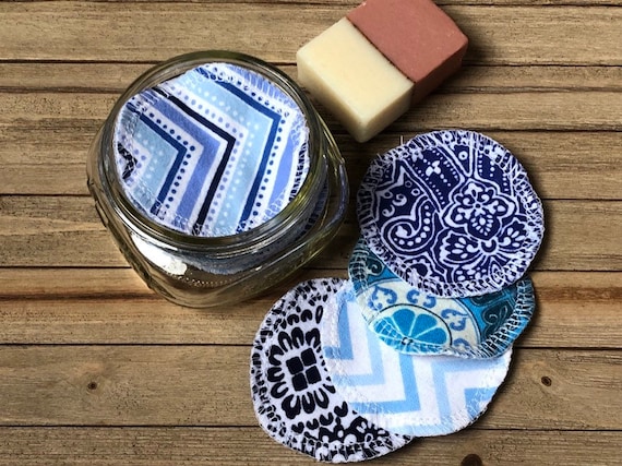 Reusable Facial Rounds 40 50 or 60 BLUE Mix Cosmetic Rounds | Etsy