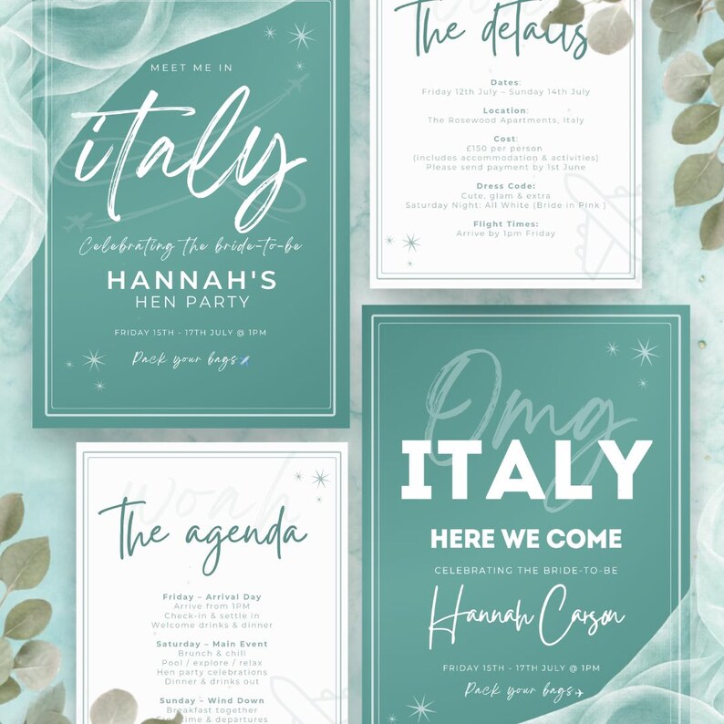 Hen Party Invitation Set | Editable Canva Template | Hen Do Invite ...