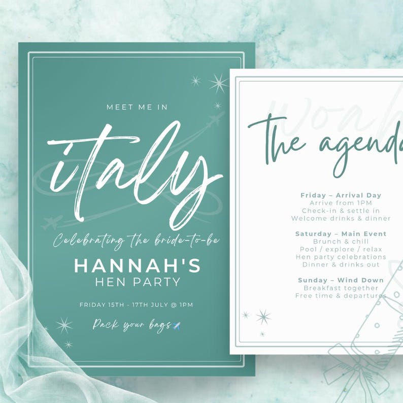 Hen Party Invitation Set | Editable Canva Template | Hen Do Invite ...