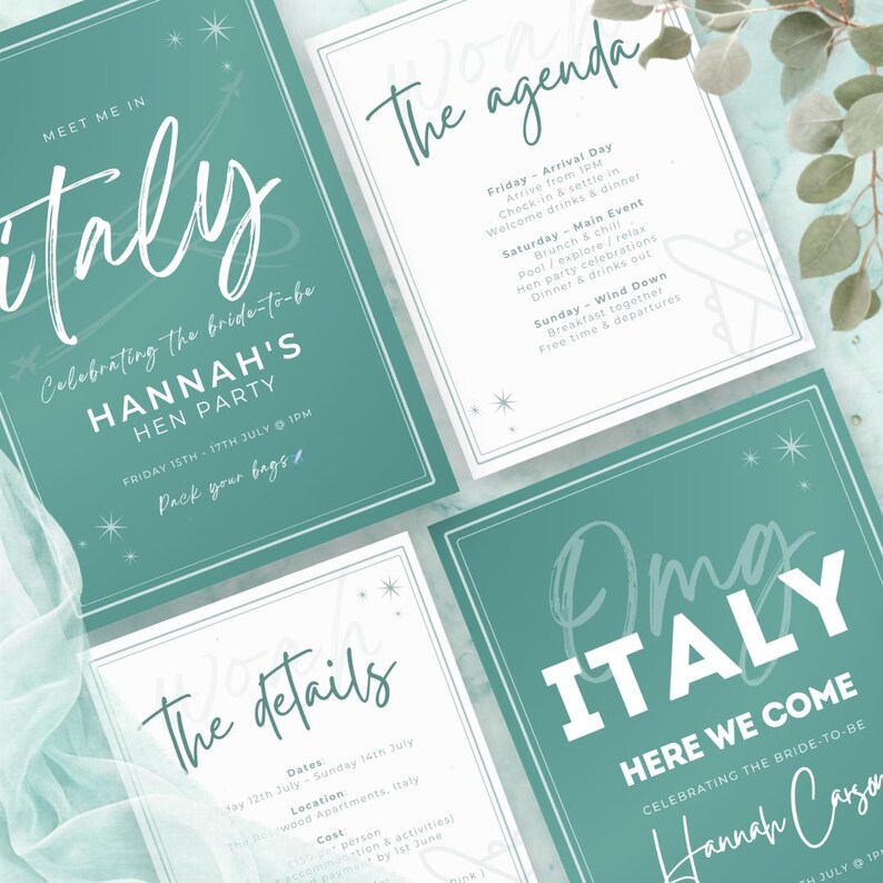 Hen Party Invitation Set | Editable Canva Template | Hen Do Invite ...