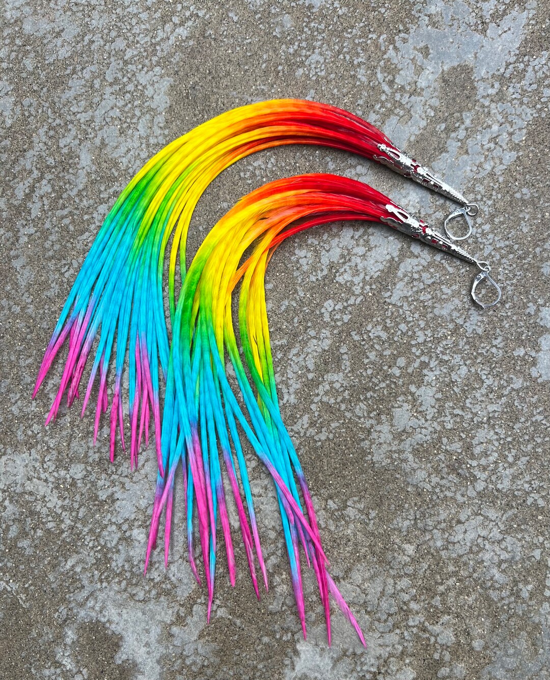 Rainbow Fade Feather Earrings - Etsy