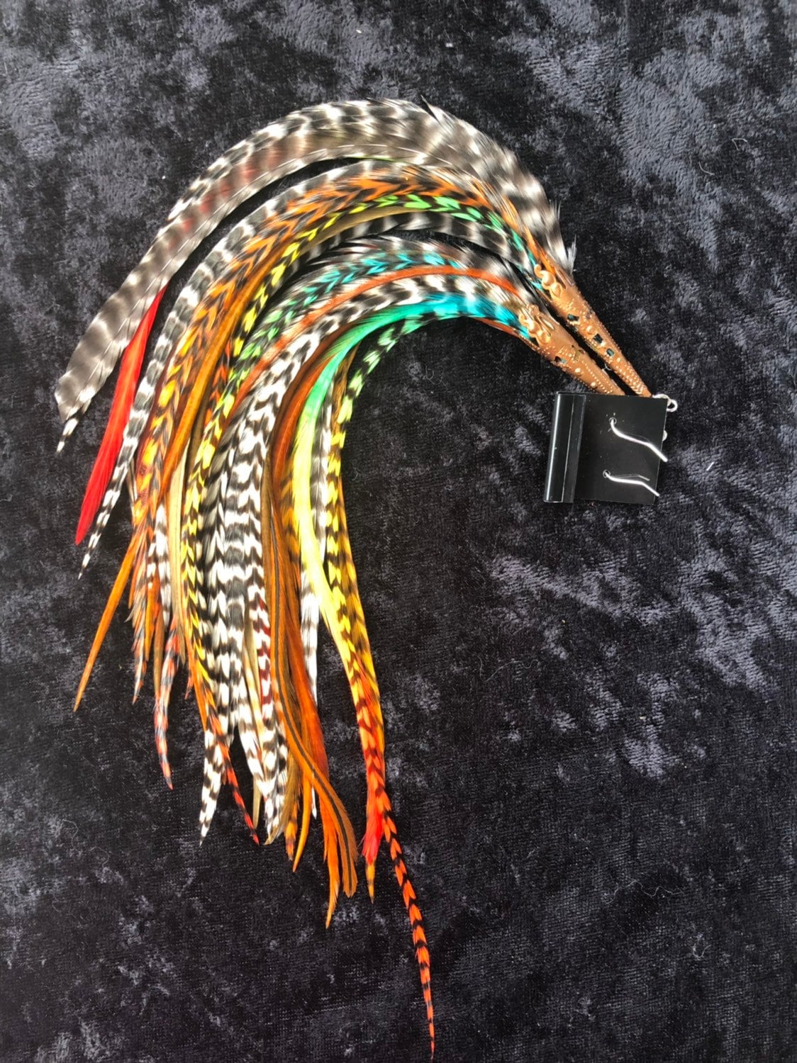 Natural With Teal/coral Fade Feather Earrings - Etsy