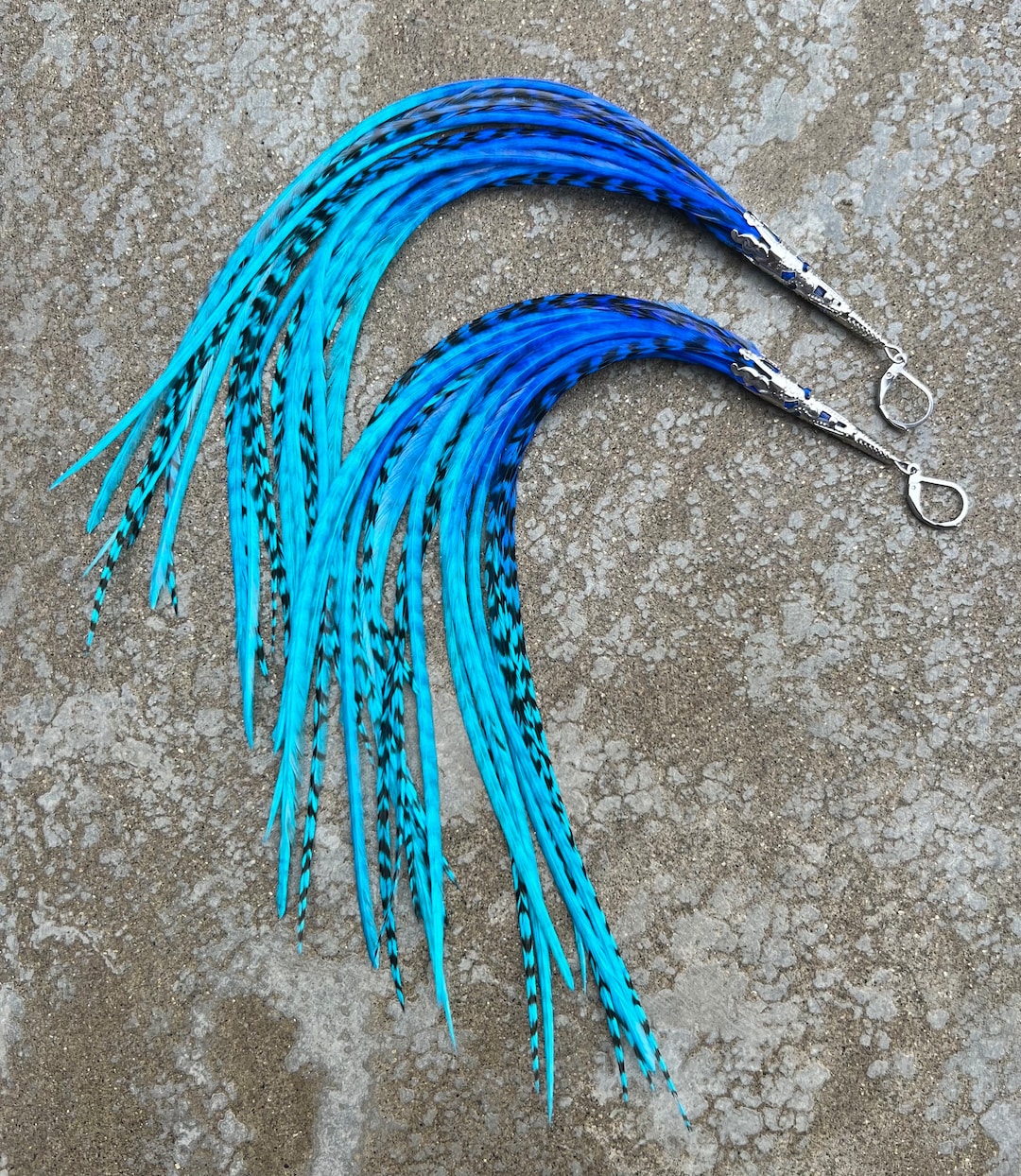 Blue Turquoise Fade Ombre Feather Earrings - Etsy