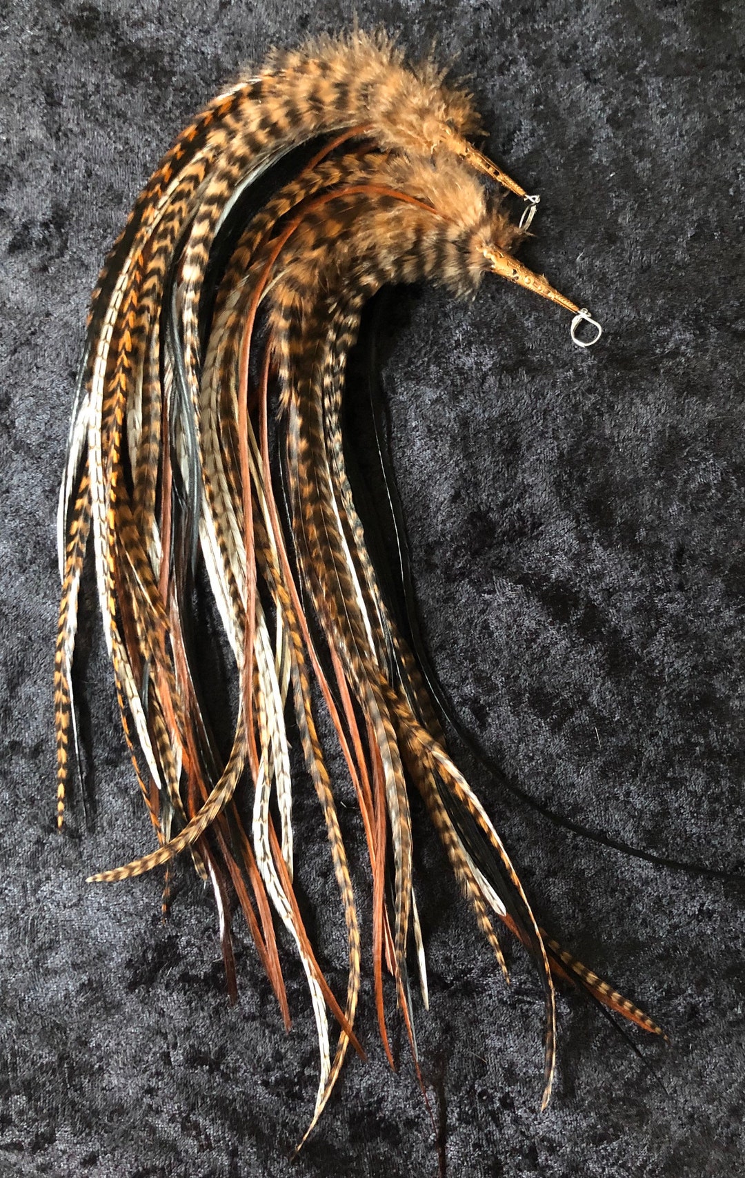 Extra Long Length! Black Brown & White Grizzly Feather Earrings - Etsy