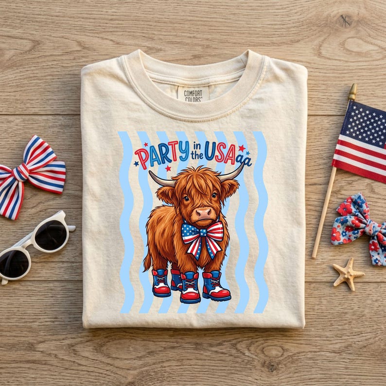 Party USA Highland Cow PNG, Semiquincentennial America 250th ...
