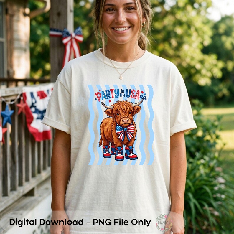 Party USA Highland Cow PNG, Semiquincentennial America 250th ...