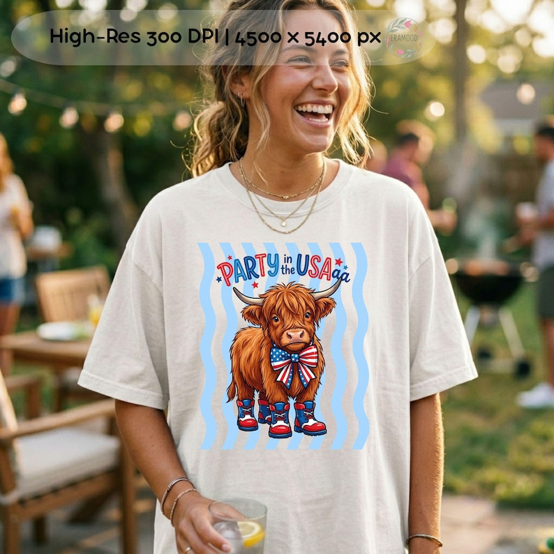 Party USA Highland Cow PNG, Semiquincentennial America 250th ...