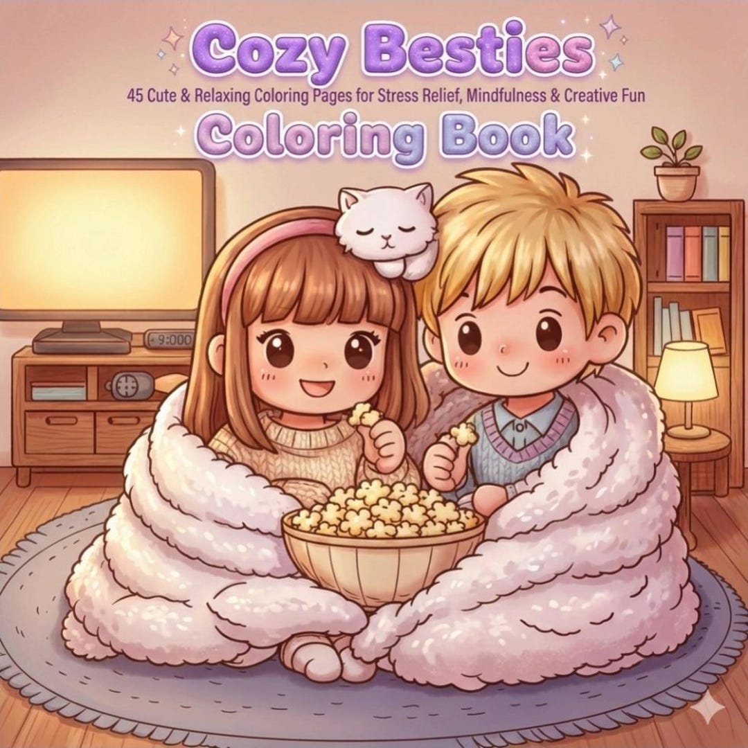 Cute Cozy Coloring Book, Cozy Garden Coloring Pages, Kawaii Animal ...
